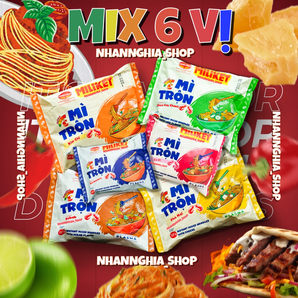Mì trộn Miliket vị Carbonara / Chanh chua cay / Phô mai / Kebab / Kim ...