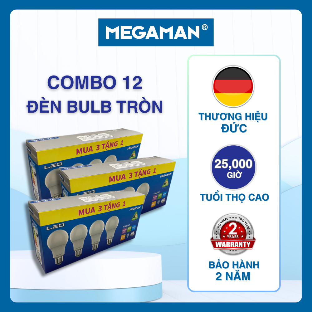 Chính hãng ĐỨC - BH 1 ĐỔI 1 - COMBO 12 BÓNG Đèn Led Bulb Tròn MEGAMAN ...