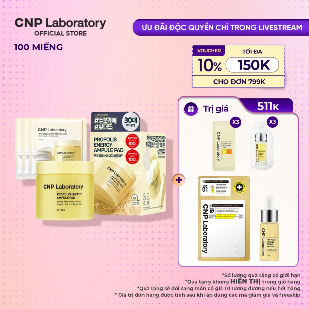 [CNP x KOL] Set Bông dưỡng da keo ong phục hồi căng bóng làn da CNP Laboratory Propolis Ampule ...