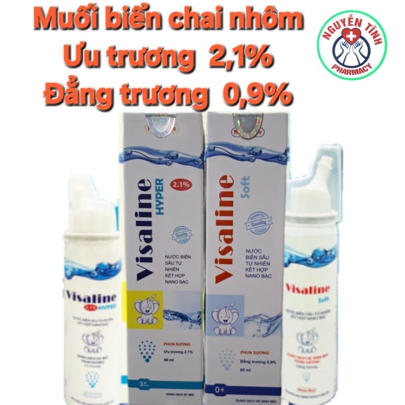Visaline xịt mũi muối biển ưu trương, đẳng trương chai nhôm 60ml ...