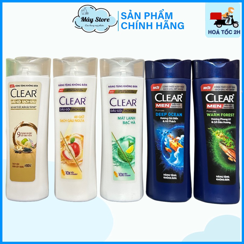 (Hàng Khuyến Mãi 70g) Combo 5 chai dầu gội Clear/Clear Men sạch gàu 9 loại thảo dược, táo, bạc ...