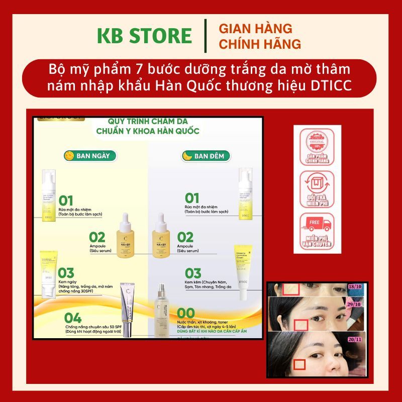 Bộ Kem Dưỡng Trắng Da DTICC - Nhập Khẩu Hàn Quốc, Combo 7 Bước Chăm Sóc Da Chuyên Sâu, Giảm Thâm ...