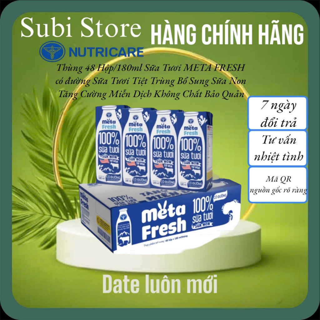 Thùng sữa tươi Nutricare Meta Fresh có Đường sữa non tăng cường miễn ...
