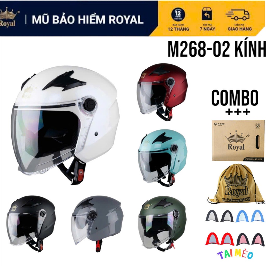 ROYAL Mũ 3/4 Đầu M268_02 Kính Hàng Chính Hãng ROYAL HELMET BH 12 Tháng ...