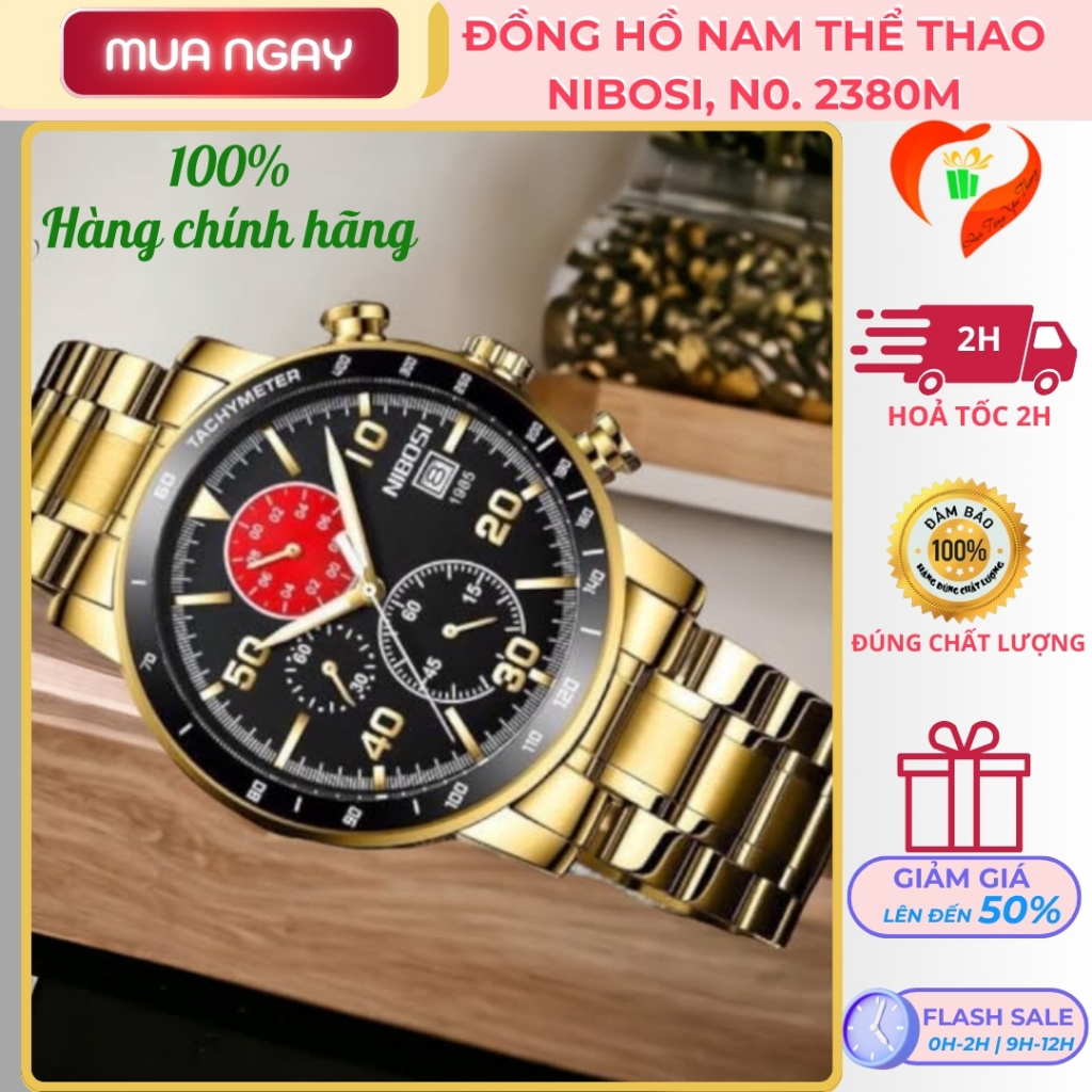 Đồng hồ Nam NIBOSI 2375 dây thép, chạy 6 kim-Tặng Hộp,Pin, Dụng cụ tháo dây Đồng Hồ nam Chính ...