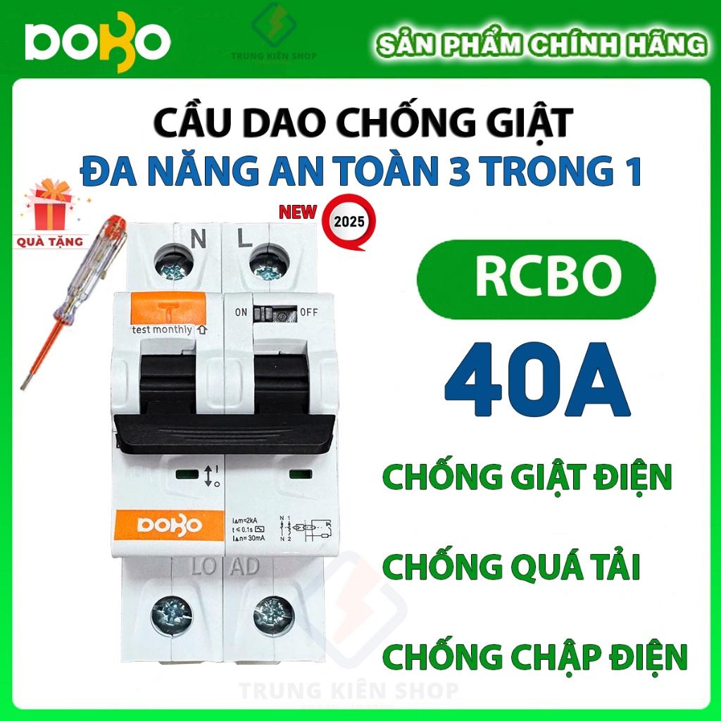 [RCBO 40A] Cầu Dao Chống Giật 40A RCBO DOBO KOREA đa năng - siêu nhạy ...