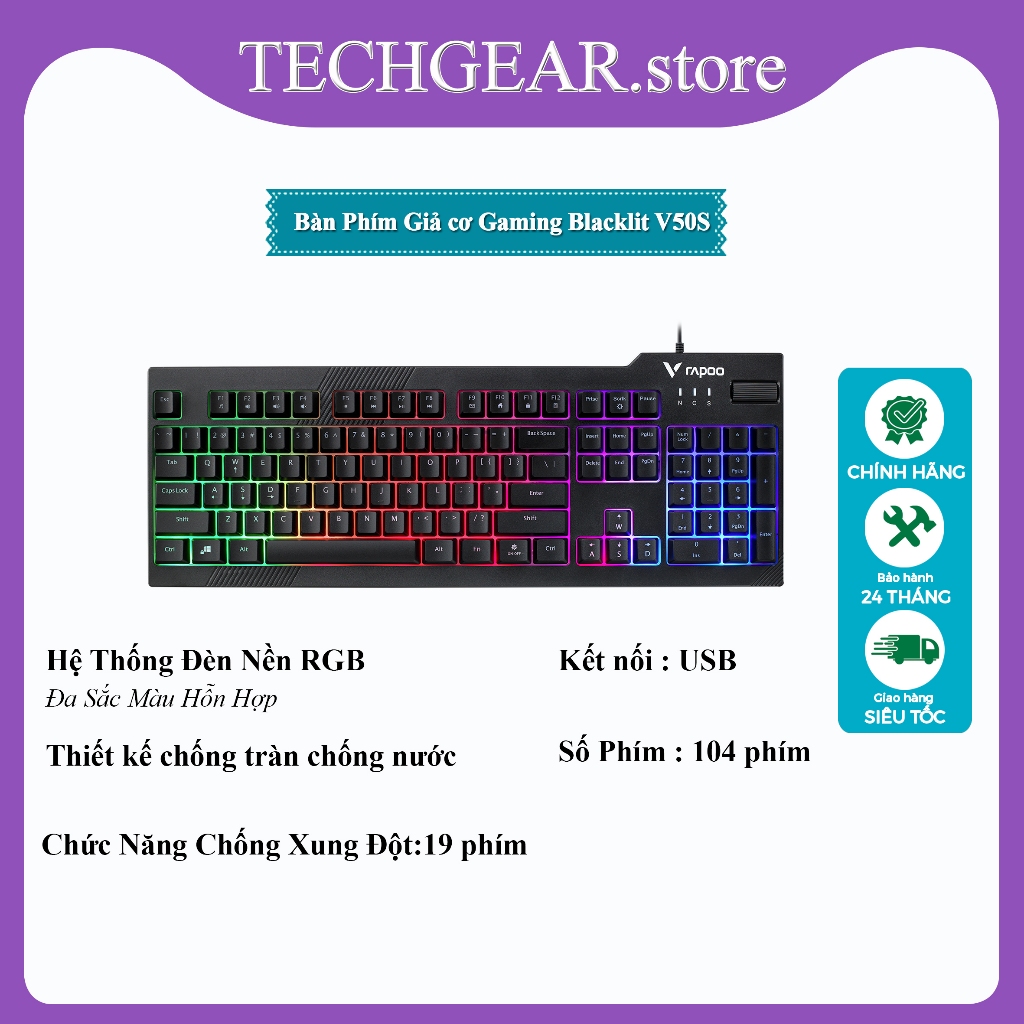 Bàn Phím Giả cơ Gaming Blacklit RAPOO V50S | Shopee Việt Nam