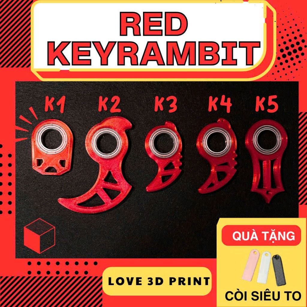 Bộ sưu tập Móc Khóa Xoay KEYRAMBIT ĐỎ độc đáo, đồ chơi xả stress - Nhựa ...