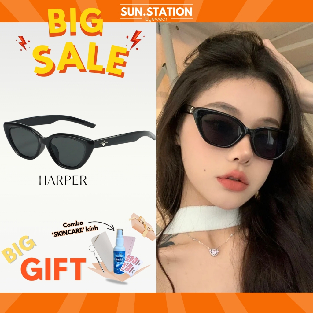 Kính râm nữ thời trang jennie SUNSTATION, mắt kính mắt mèo Hàn Quốc sang chảnh đeo đi du lịch ...