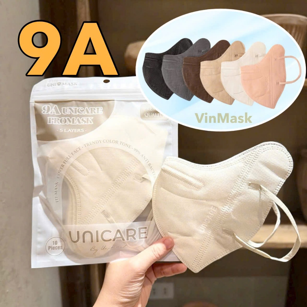 [Sỉ 100 Cái] Khẩu Trang 9A Unicare 5 Lớp Lọc, che kín mặt, chống nắng gò má và bụi mịn kháng ...