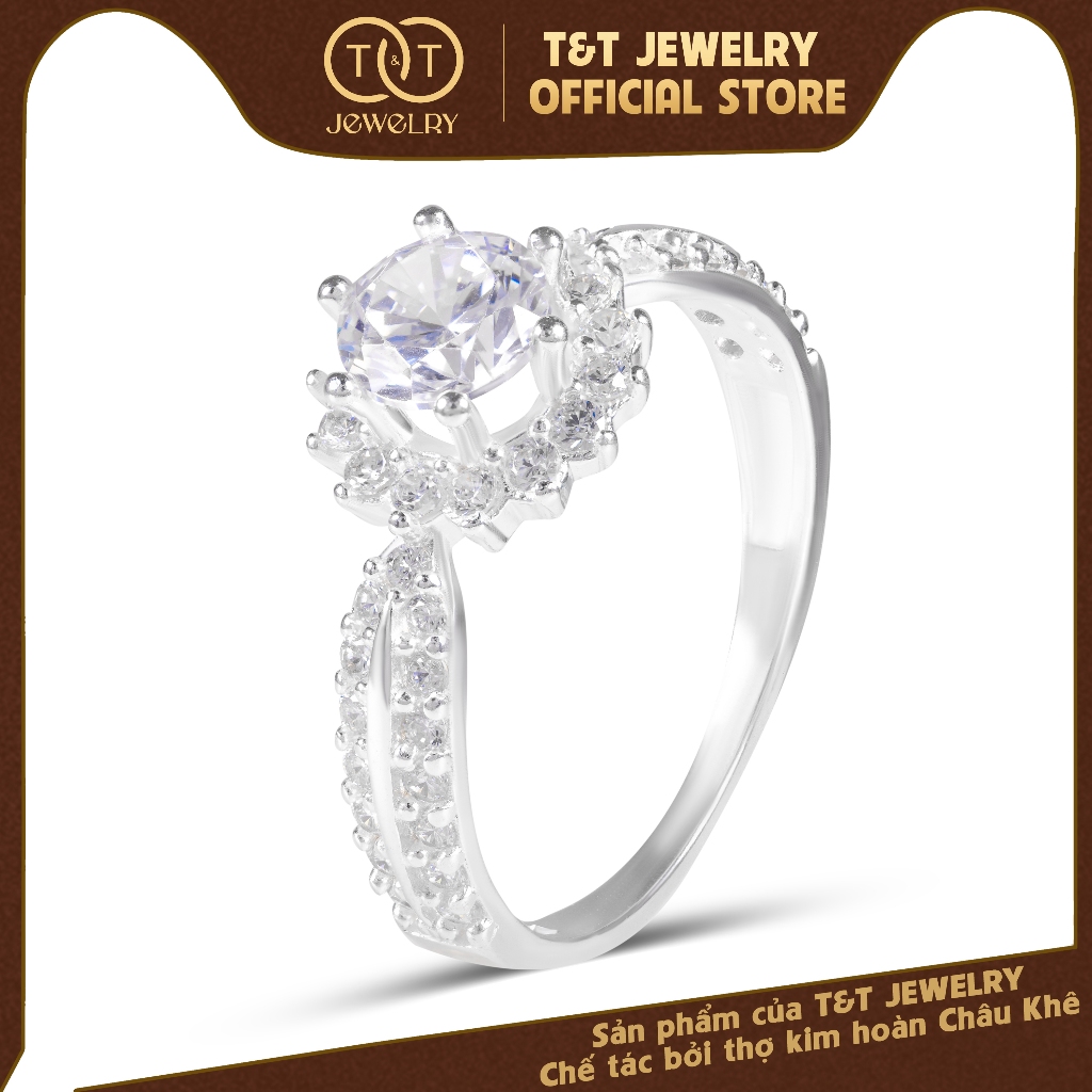 Nhẫn Bạc Nữ S925 T&T Jewelry Đính Viền Đá Zirconia Cao Cấp, Thiết Kế Nữ Tính, Sang Trọng - NN041 ...