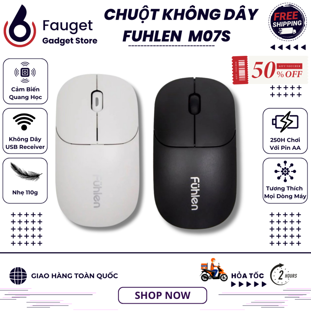 Chuột Không Dây Bluetooth Chính Hãng Fuhlen M07S .2.4G Wireless Mouse ...