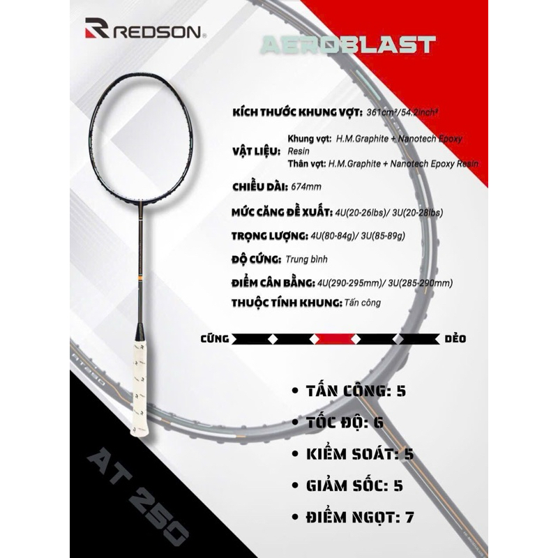 Vợt cầu lông cao cấp Redson AT250- chính hãng | Shopee Việt Nam