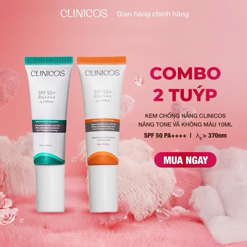 COMBO 2 HỘP KEM CHỐNG NẮNG CLINICOS TRUTH SUNSCREEN SPF 50 PA+++ 10ML ...