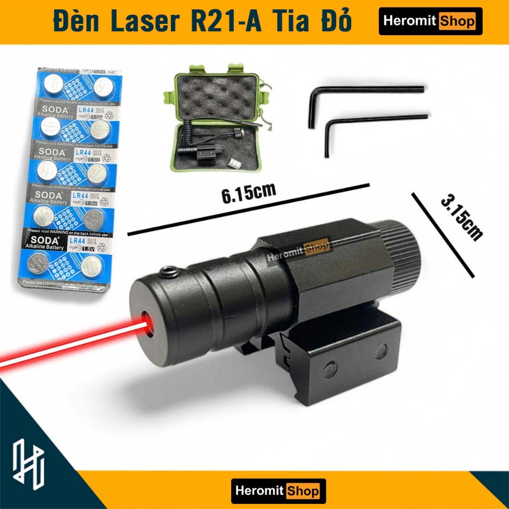 Đèn laser , bút laze R21-A mini tia sáng Đỏ hỗ trợ thanh ray 11mm và ...