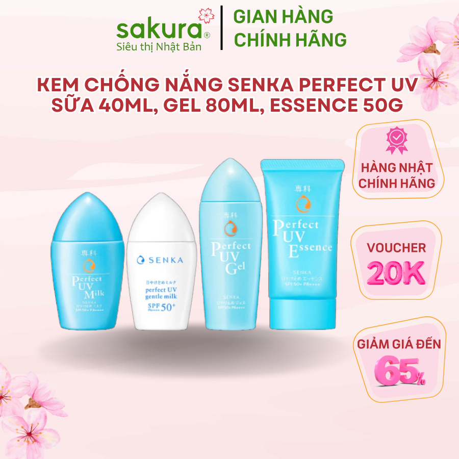 Kem Chống Nắng Senka Perfect UV Dạng Sữa 40ML & Gel 80ML & Essence 50G | Shopee Việt Nam