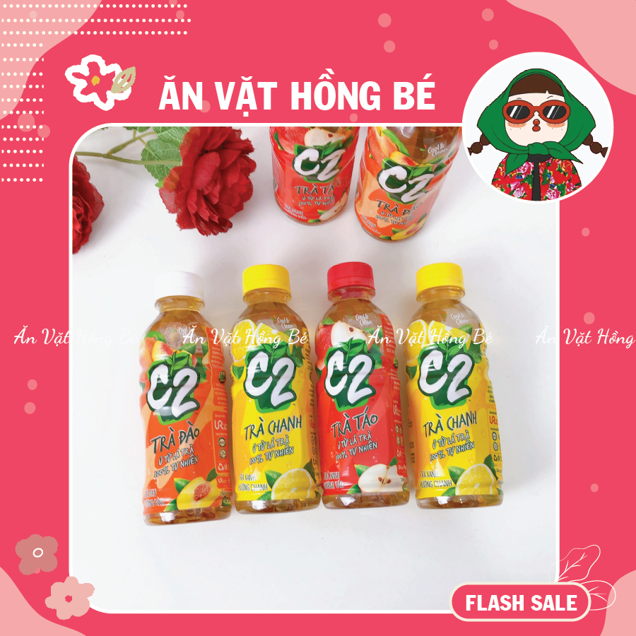 Nước uống C2 trà đào, trà chanh, trà táo 225ml Date mới, Ăn Vặt Hồng Bé ...