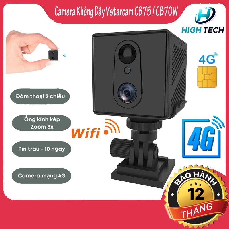 Camera wifi mini Vstarcam CB75, dùng sim 4G, CB70W dùng wifi, Pin sạc 3000mah, nhỏ gọn. | Shopee ...