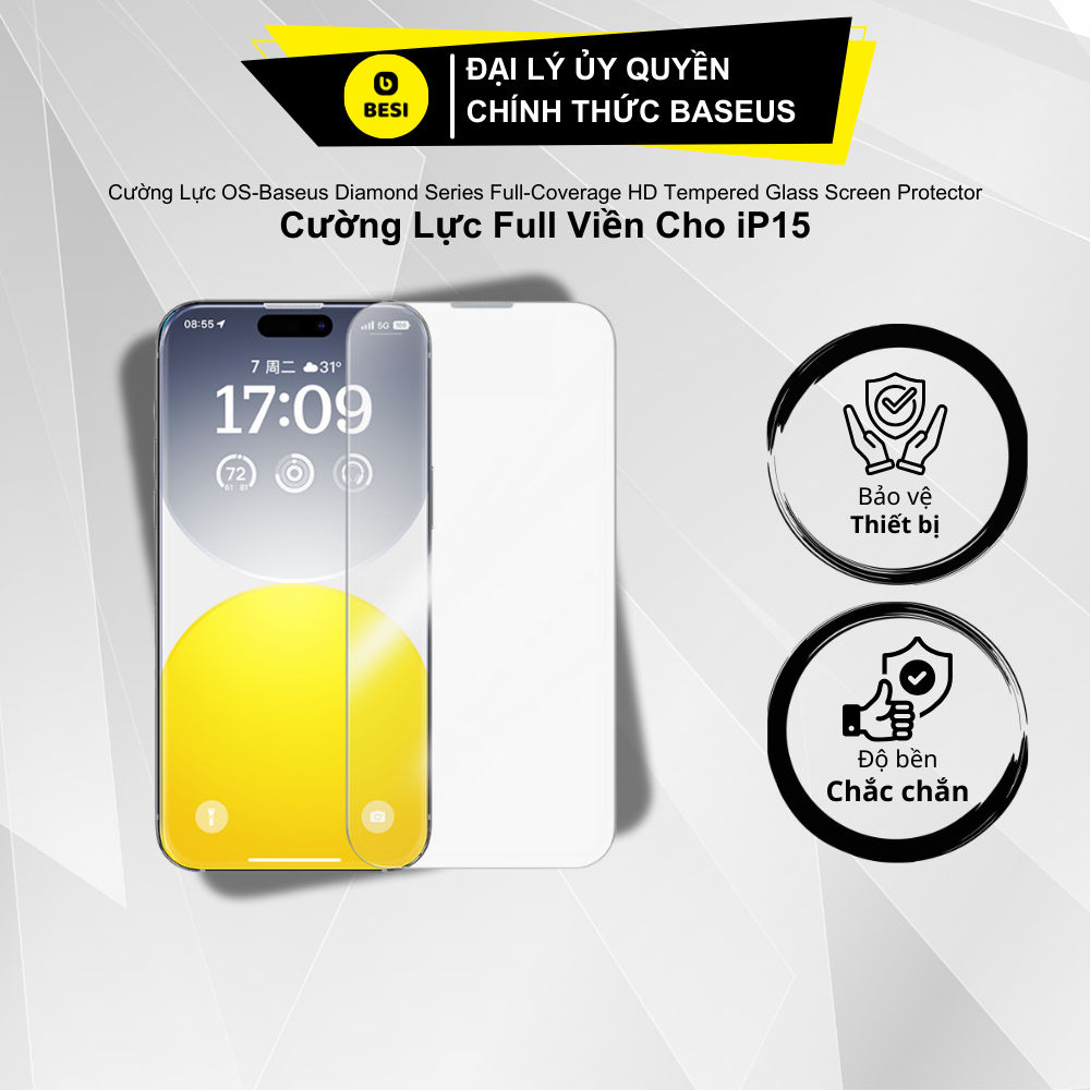 Cường Lực Full Viền Cho iP15 OS-Baseus Diamond Series Full-Coverage HD ...