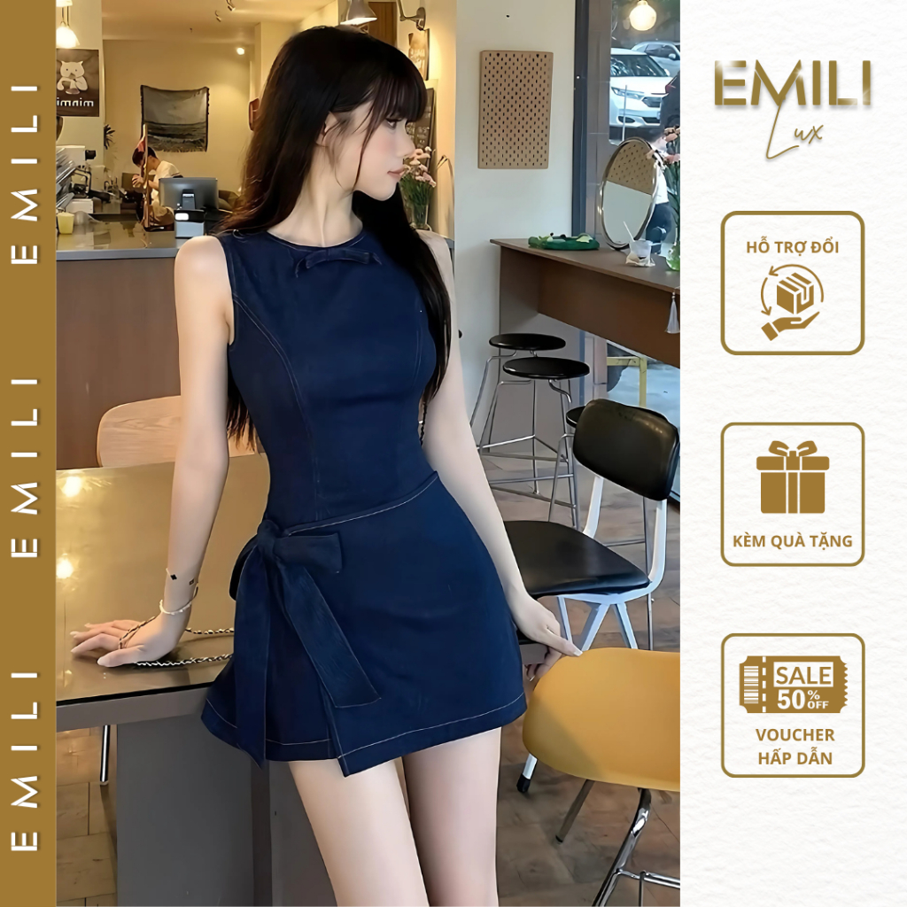 Đầm sát nách đi tiệc dáng ngắn Emili váy ngắn denim phong cách Hàn Quốc [V427] | Shopee Việt Nam