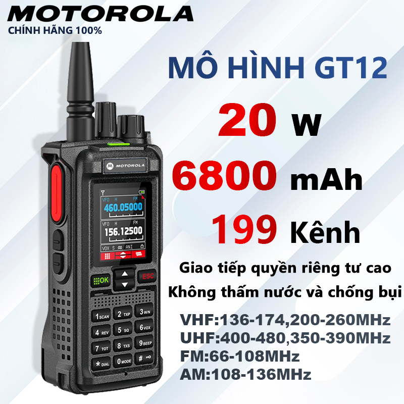 Bộ Đàm nhập khẩu Motorola GT12 Chống Sốc Quân Đội Công suất phát 20W Mã ...
