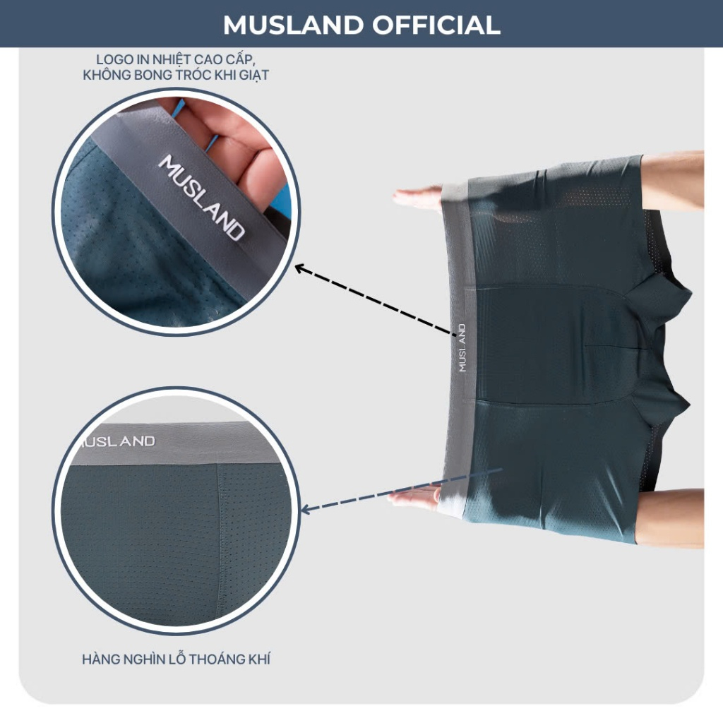 Quần Sịp Boxer Nam MUSLAND Seamless, Quần Lót Nam Cao Cấp Lớp Lót Kháng ...
