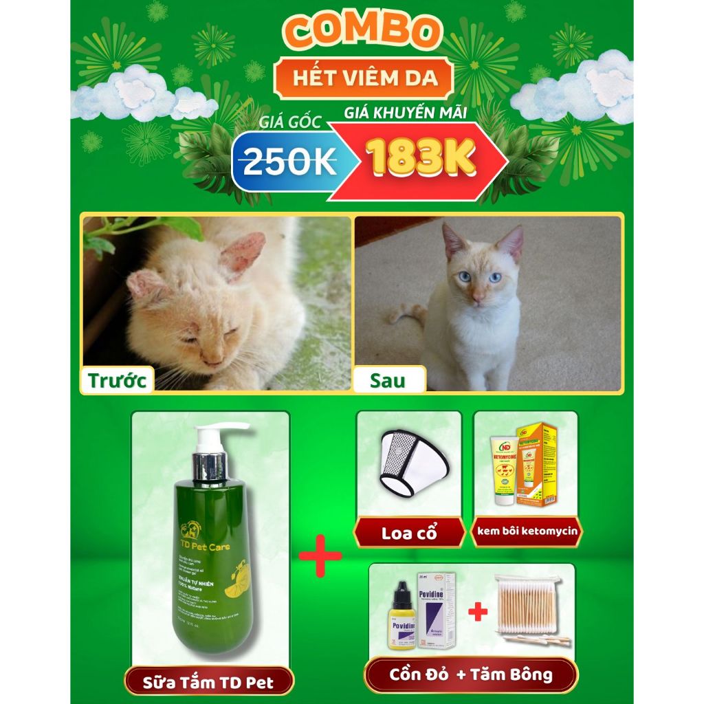 Combo Hết Ngứa Da Dành Cho Chó Mèo TD Pet Care | Shopee Việt Nam