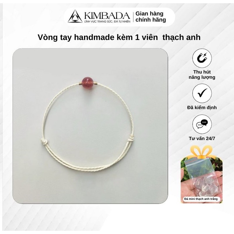 Vòng tay handmade kèm 1 viên thạch anh tự nhiên phụ kiện thời trang nữ ...