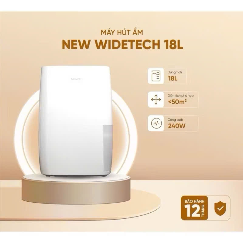[Hỏa tốc HN] Máy hút ẩm New Widetech công suất 18L/24L, kết nối App thông minh, kèm chức năng ...