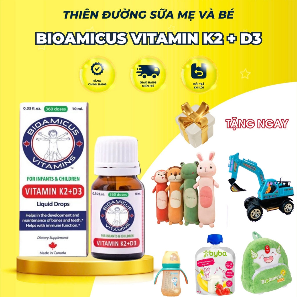 Bioamicus Vitamin D3K2 MK7 giúp bé tăng chiều cao tối đa hộp 10ml ...