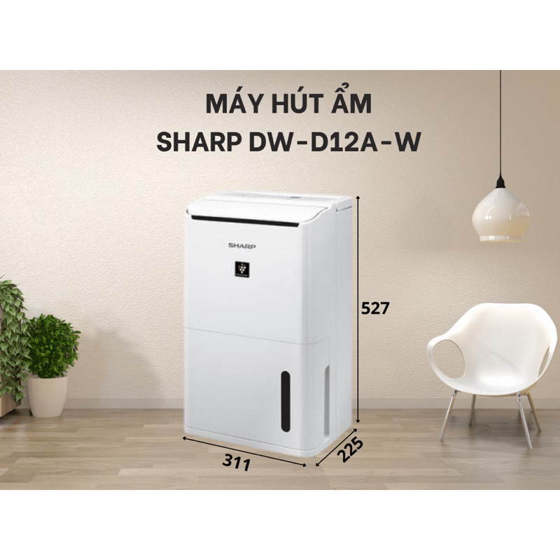 [ Chính hãng ] Máy Hút Ẩm Tích Hợp Lọc Không Khí Cao Cấp SHARP DW-D12A-W 12L 240W Bảo hành 12 ...