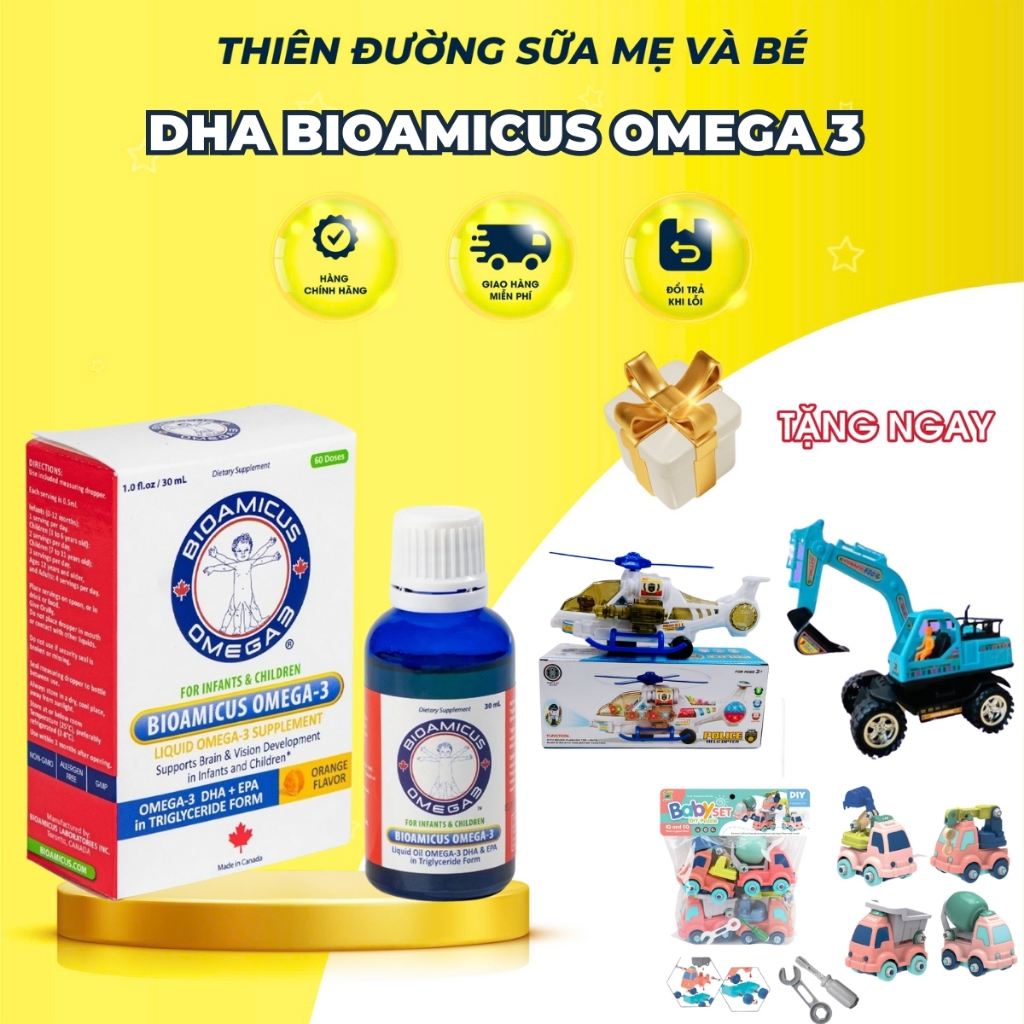 DHA Bioamicus Omega 3 Tinh Khiết Không Tanh vị cam cho trẻ từ sơ sinh ...