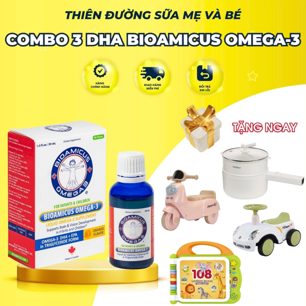 Combo 3 hộp Bioamicus Omega 3 Bổ Sung DHA Giúp Bé Thông Minh Mắt Sáng ...