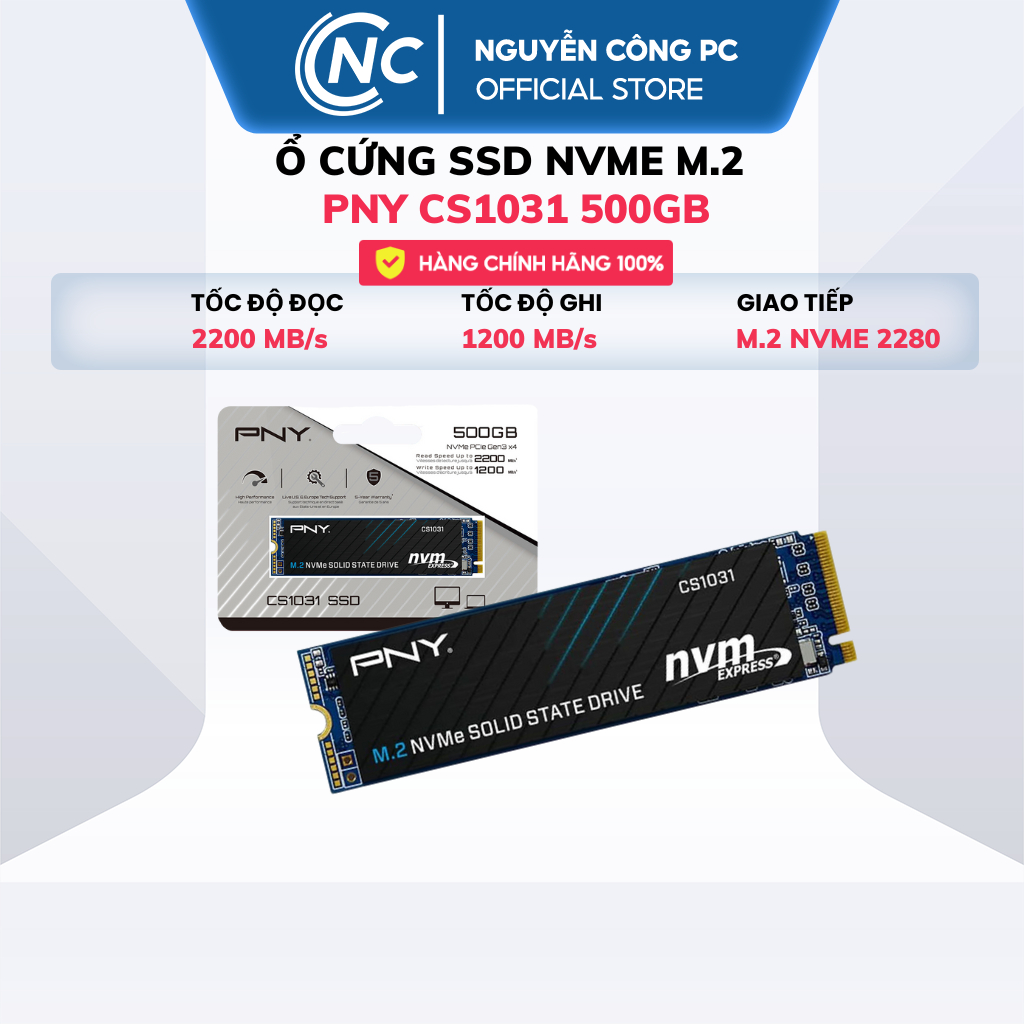 Ổ Cứng SSD PNY CS1031 256GB/500GB NVMe M.2 2280 PCIe Gen 3.0 X4 - Hàng chính hãng BH 60 Tháng ...