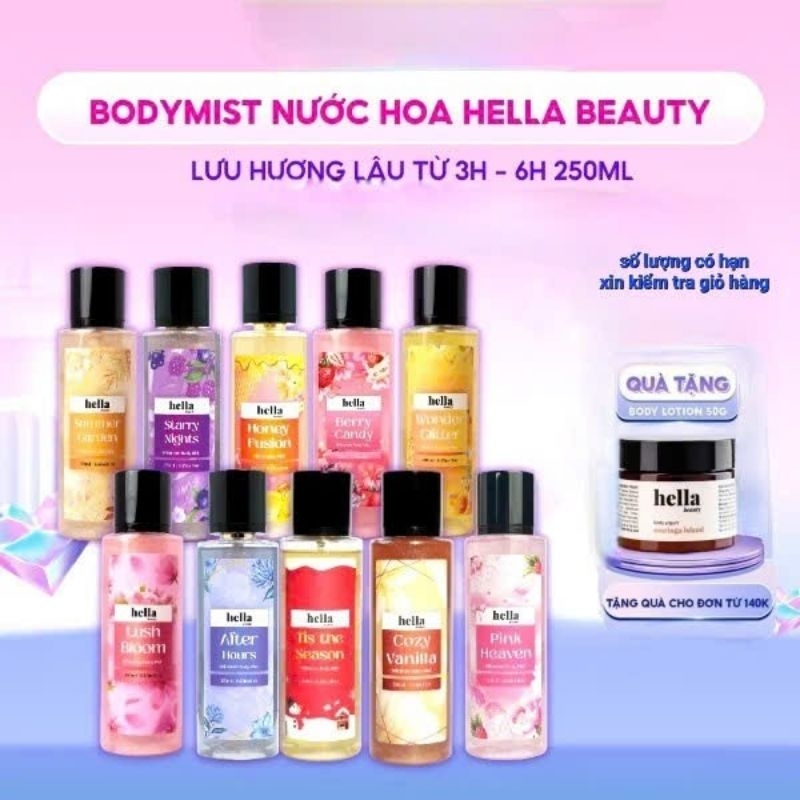 Xịt Thơm Body Mist Nước Hoa Hương Trái Cây Hella Beauty lưu hương lâu Bodymist Hella Beauty ...