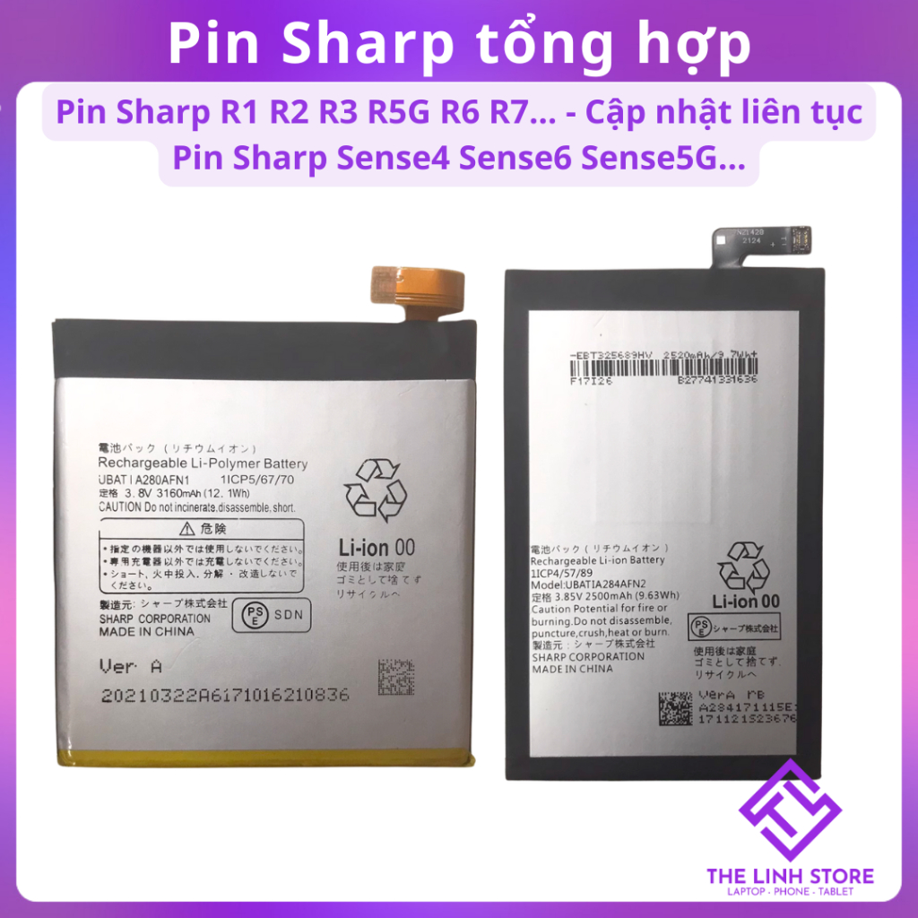 Pin Sharp Aquos R1 R2 R3 R5G R6 Sense4 Sense6 - Tổng hợp pin Sharp cập ...