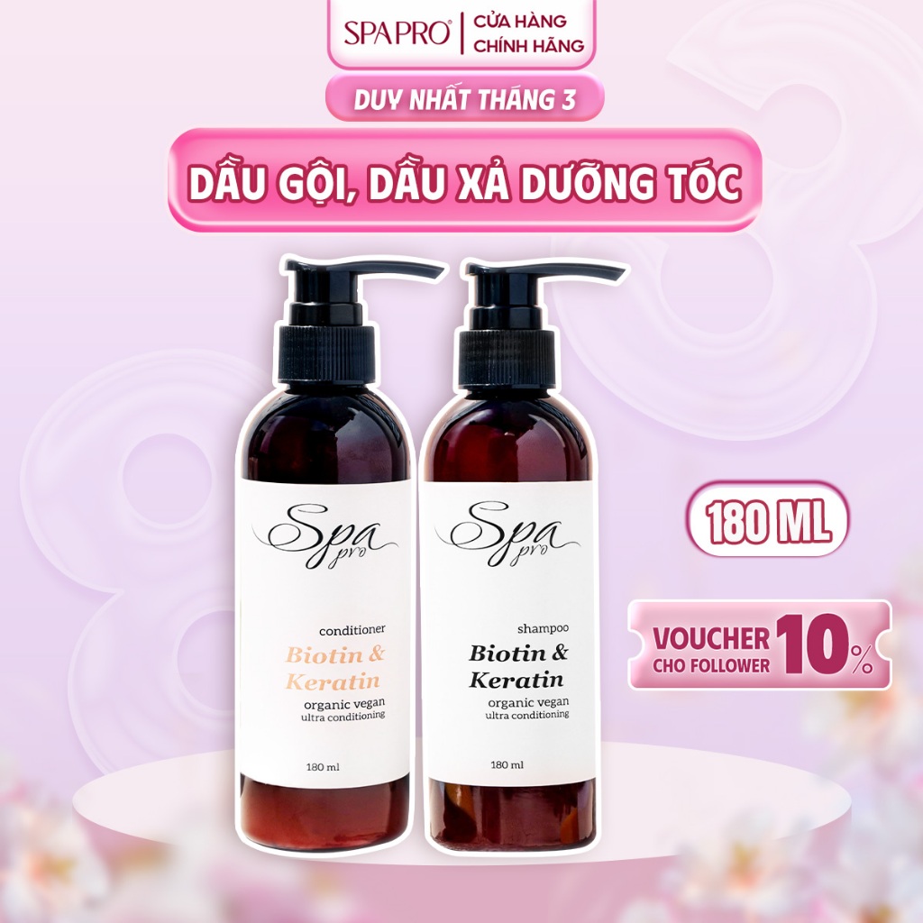 Bộ Dầu Gội & Xả Chăm Sóc Tóc Óng Mượt Biotin Thực Vật SPAPRO 180ml/500ml/1000ml | Shopee Việt Nam