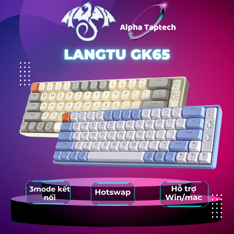 Bàn phím cơ không dây/có dây Langtu GK65, hotswap, 3 chế độ kết nối làm ...
