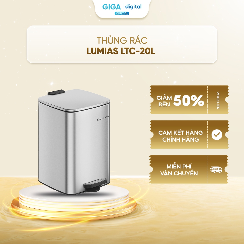 Thùng rác Lumias LTC-20L - Chất liệu inox phủ Nano cao cấp - Đóng mở êm ái | Shopee Việt Nam