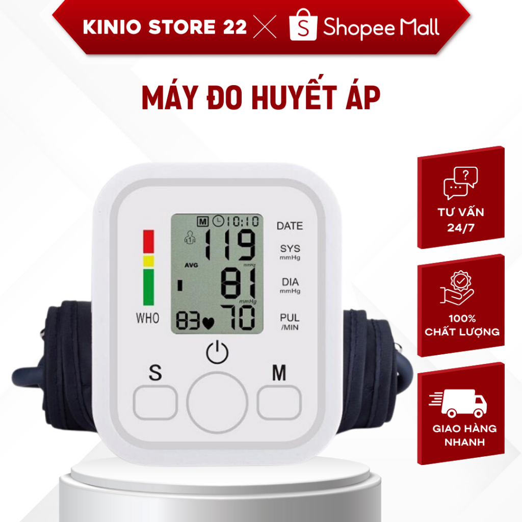 Máy Đo Huyết Áp Điện Tử KINIO, Đo Nhịp Tim Bắp Tay Có Giọng Nói Tiếng ...