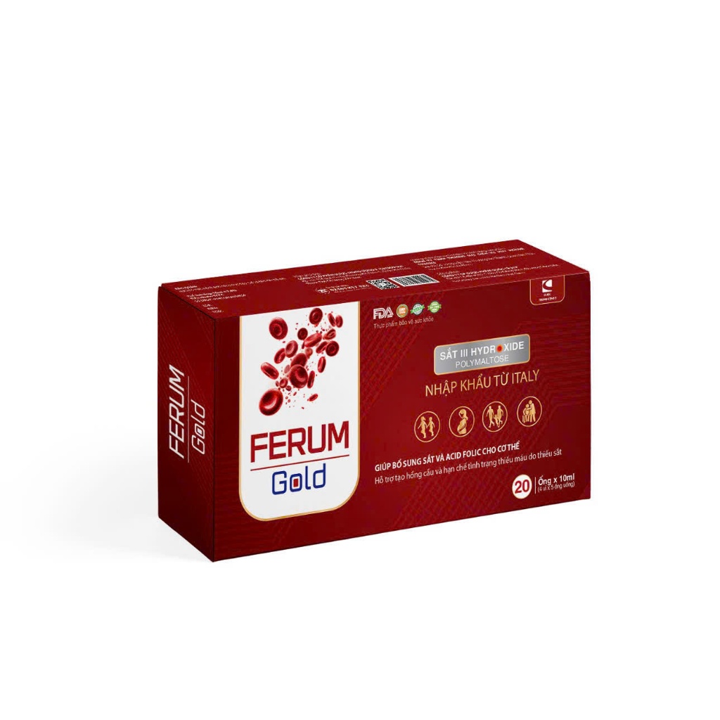 FERUM GOLD - Siro Bổ Sung Sắt Và Acid Folic Cho Cơ Thể (Hộp 20 ống x ...