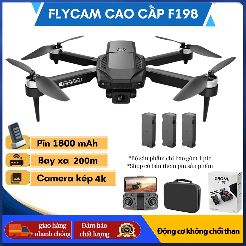 Máy Bay Flycam F198,Drone 2 camera HD trang bị,ĐÔNG CƠ KHÔNG CHỔI THAN ...