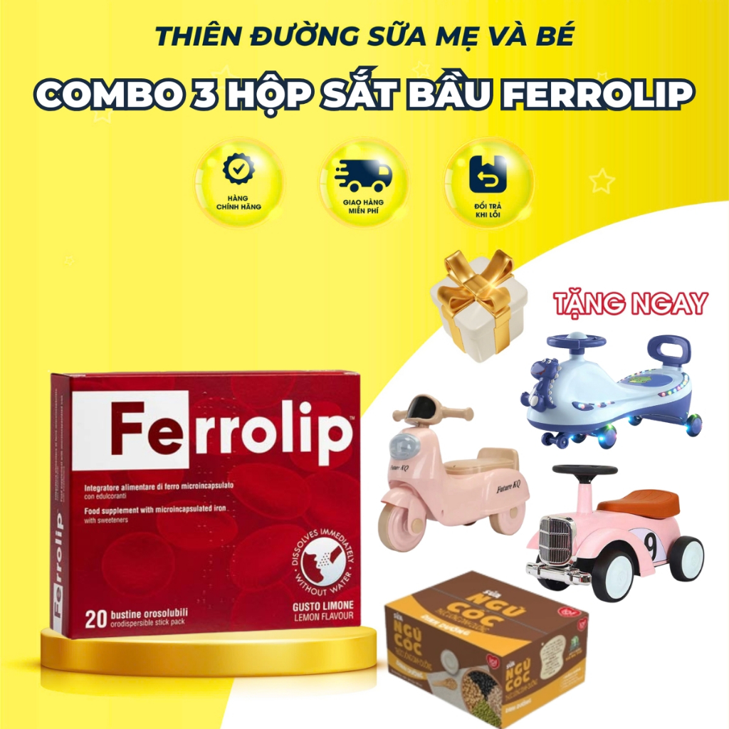 Combo 3 hộp sắt bầu Ferolip giúp bổ sung sắt sinh học cho mẹ bầu, người ...