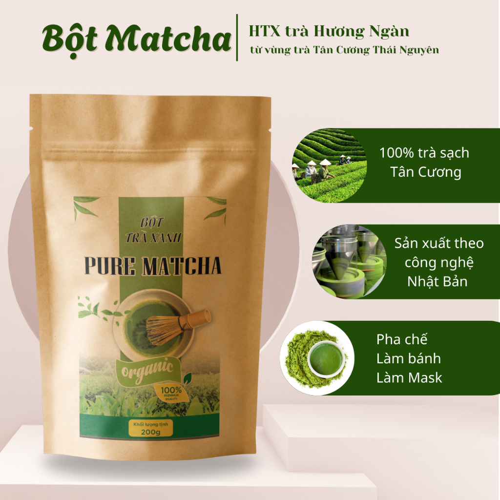Bột Matcha Trà Xanh PURE Nguyên Chất Sản Xuất Bằng Công Nghệ Nhật Bản ...