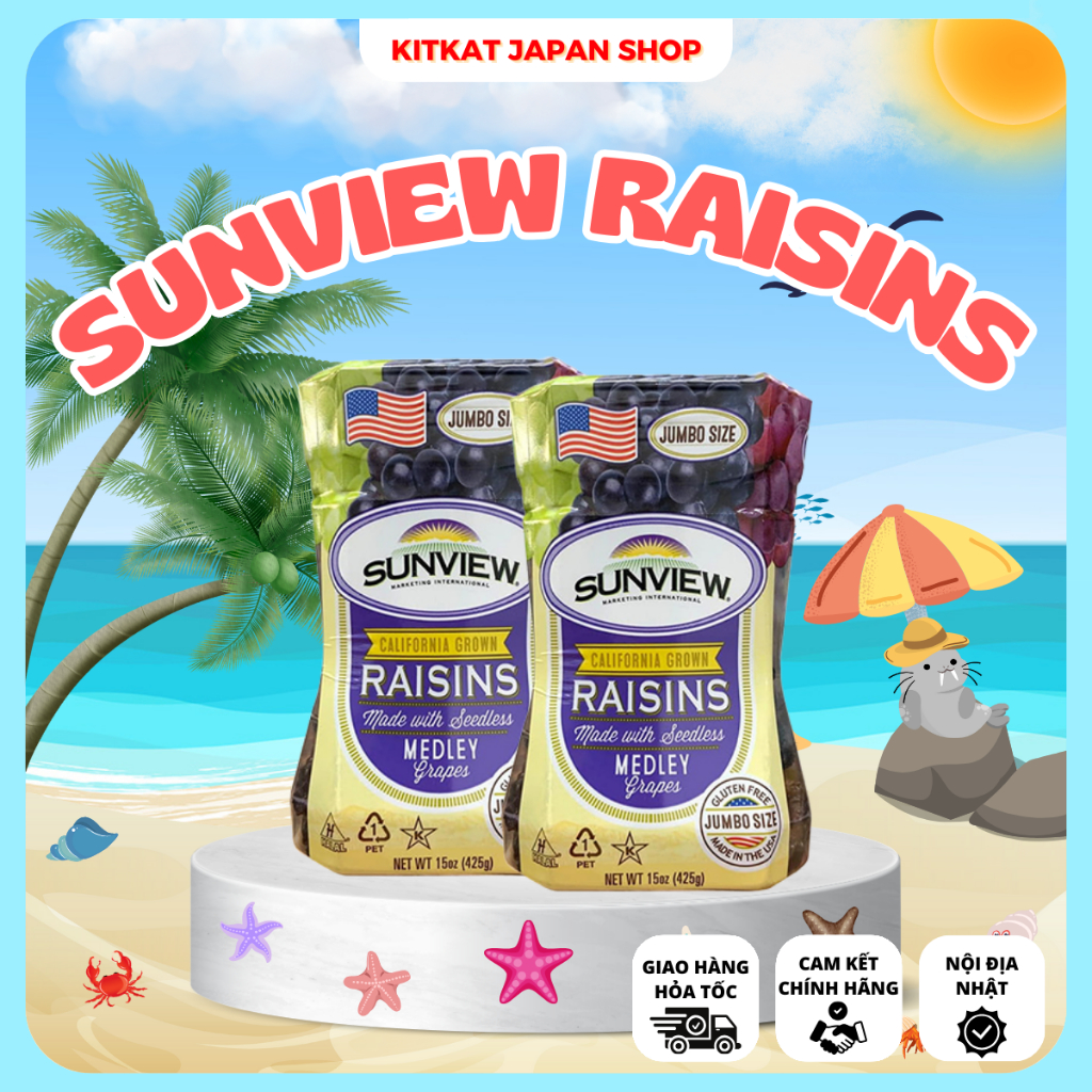 [HSD 12/7/2026] Nho khô Mỹ Sunview Raisins 425G-KHÔNG HẠT- 3 màu giàu ...