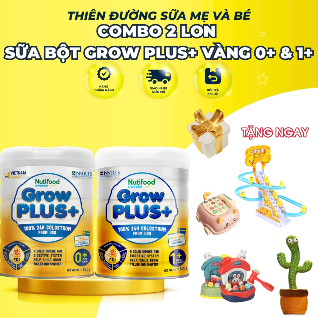Combo 2 lon Sữa Bột Grow Plus+ Vàng 0+, 1+ lon 800g | Shopee Việt Nam