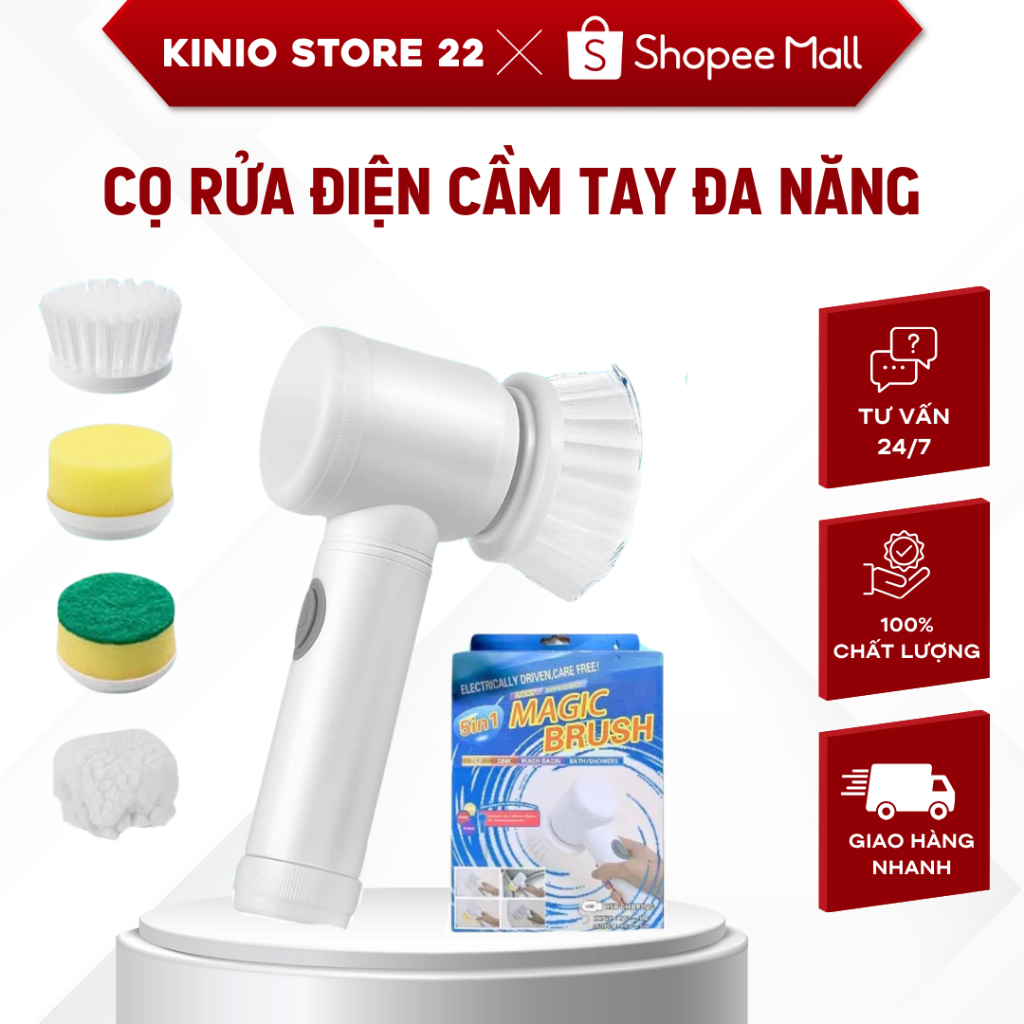 Máy Cọ Rửa Điện KINIO, Bàn Chải Vệ Sinh Nhà Bếp Bồn Rửa Mặt Với 3 Đầu ...