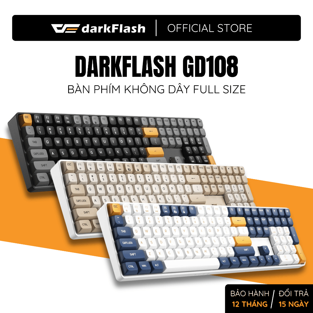 Bàn Phím Cơ Không Dây Darkflash GD108 Full Size Hot Swap Không Ồn Kết Nối USB Receiver Chính ...