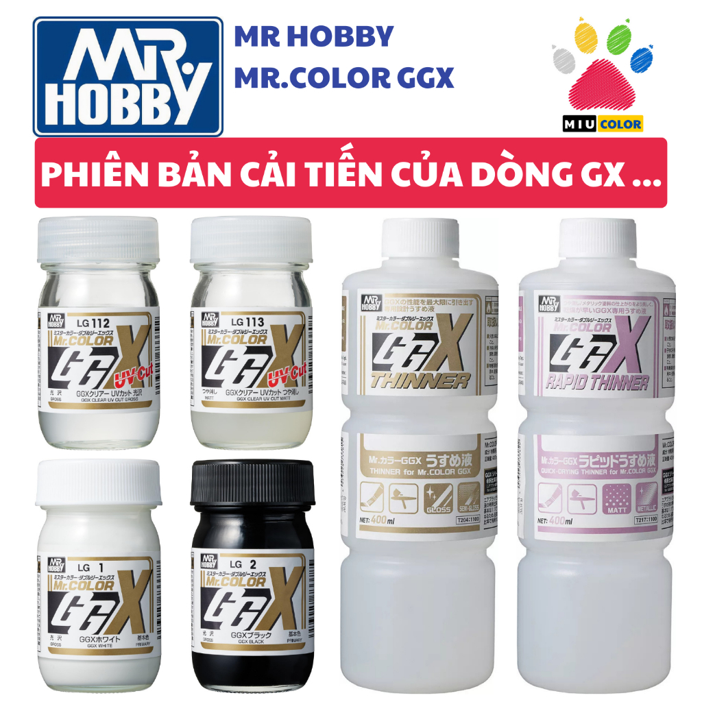 MR.HOBBY sơn mô hình màu đen / trắng / topcoat UV CUT dung tích lớn 60ml - MR.COLOR GGX 60 ml ...