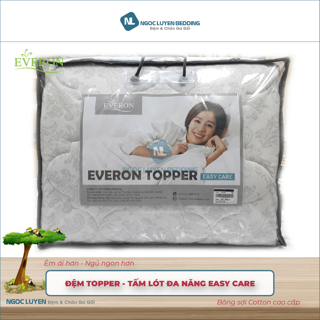 [CHÍNH HÃNG] Đệm Topper Everon Easy Care - Tấm lót đa năng làm mềm đệm ...